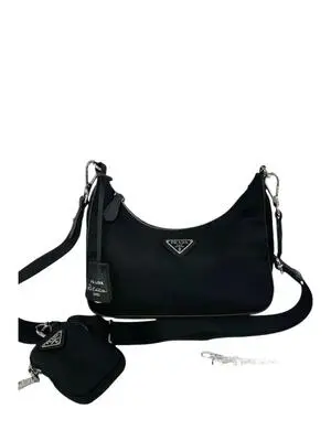 Prada 2000-2013 Saffiano Trimmed Re Nylon Re Edition 2005 Satchel - Black