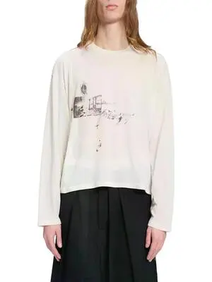 ANN DEMEULEMEESTER Graphic-print Long-sleeve T-shirt - Neutrals