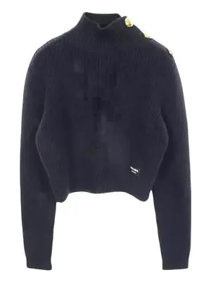 Prada Ribbed Turtleneck Sweater With Button Detail - Blue