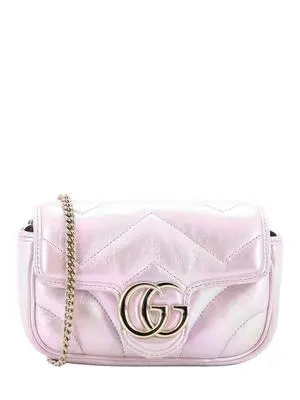 Gucci Gucci GG Marmont Flap Bag Chevron Iridescent Leather Super Mini Crossbody Bag Multicolour