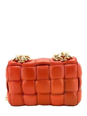 Bottega Veneta Bottega Veneta Cassette Chain Padded Maxi Intrecciato Leather Crossbody Bag Orange