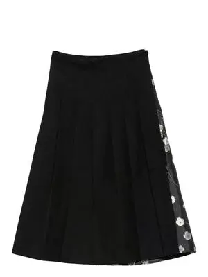Stine Goya Floral Print Pleated Midi Skirt - Black