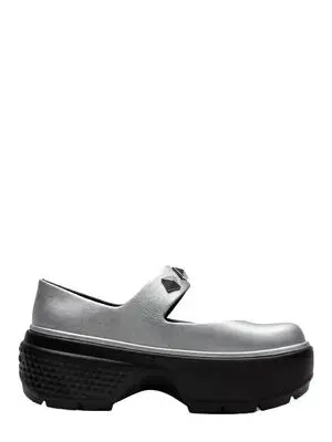 CROCS Studded Platform Loafers - Silver