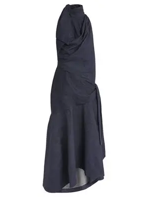 Zimmermann Valiant Draped Denim Maxi Dress - Navy