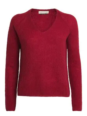 Max Mara Ribbed V-neck Sweater - Red