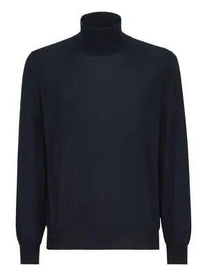 Brunello Cucinelli Cashmere-silk Blend Rollneck Sweater - Blue