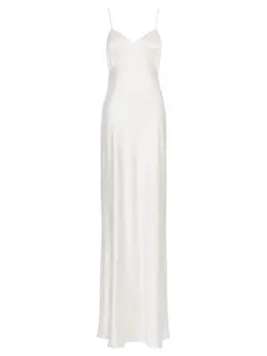 Max Mara Silk V-neck Maxi Dress - Clear
