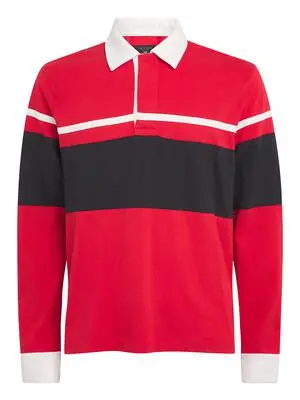 Rag & Bone Cotton Stripe Polo Rugby Shirt - Red