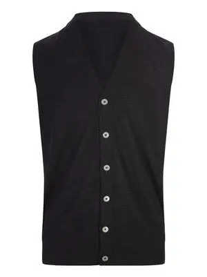Fedeli Sleeveless V-neck Sweater - Black