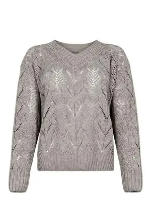 D.exterior V-neck Knit Sweater - Gray