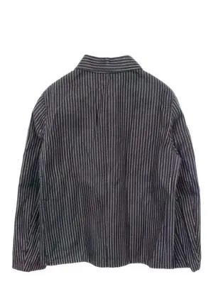 Dior Embroidered Striped Cotton Shirt Jacket - Blue