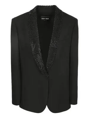 Giorgio Armani Embellished Shawl-lapel Blazer - Black