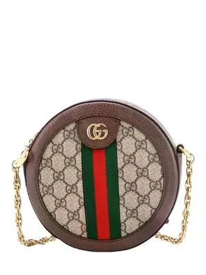 Gucci Ophidia Round Shoulder Bag Gg Coated Canvas Mini Crossbody Bag - Brown