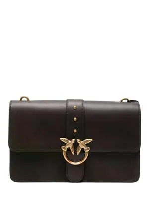 Pinko Love Birds Leather Crossbody Bag - Brown