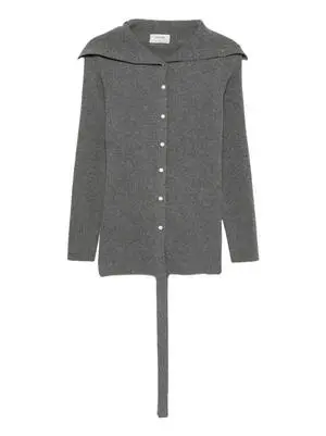 SYSTEM Ribbed-knit Sailor Collar Cardigan - Grey