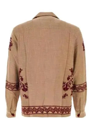 BAZISZT Tulum Embroidered Cotton Shirt - Brown