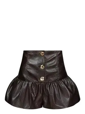 VIOLANTE NESSI Snake-Effect Peplum Shorts