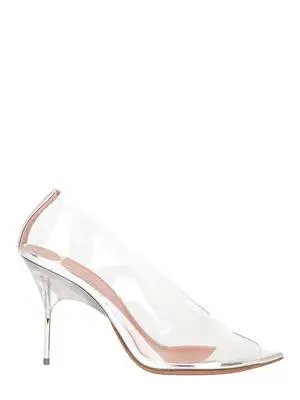Amina Muaddi Bianca 95 Glass Peep Toe Pump - Transparent