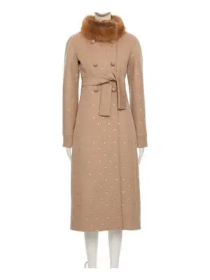 Valentino Garavani Embellished Double-breasted Belted Coat - Nude