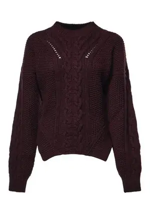 DONDUP Cable-knit Pointelle-trim Sweater - Wine Red