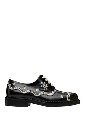 Simone Rocha Floral Lace Derby Shoes - Black/beige