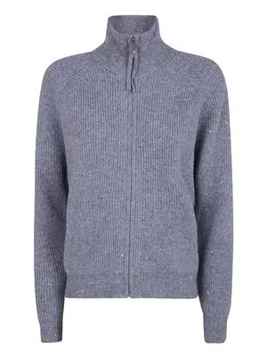 Seventy Zip-up Knitted Cardigan - Grey