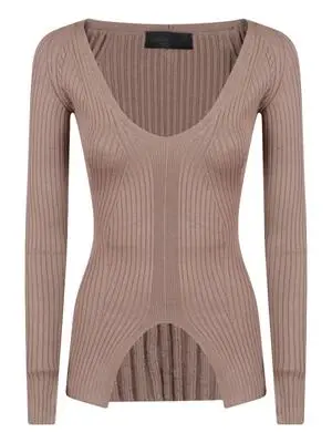 DONDUP Dondup V-Neck Knitted Top Brown