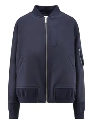SEMICOUTURE Zip Pocket Bomber Jacket - Navy Blue