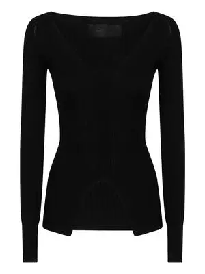DONDUP Dondup V-Neck Ribbed Knit Top Black