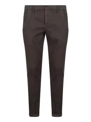 DONDUP Logo Plaque Slim-fit Trousers - Brown