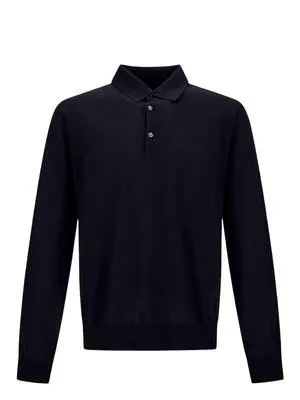 Herno Resort Polo Shirt In Wool And Silk Knit - Dark Blue