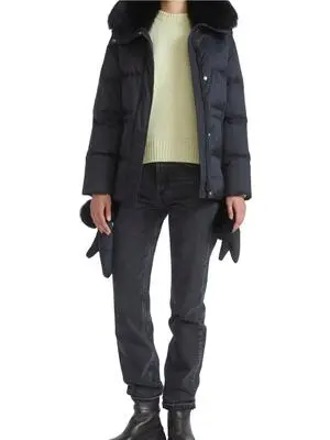 YVES SALOMON Yves Salomon Waterproof Down Jacket With Fox Fur Trim