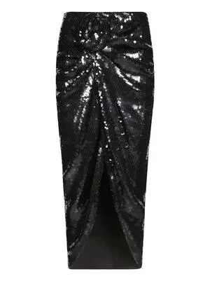 ROTATE BY BIRGER CHRISTENSEN Pleated Sequin Skirt Black