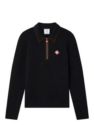 Casablanca Waffle-knit Zip-up Sweater - Navy