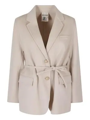 SEMICOUTURE Belted Wool Coat - Beige