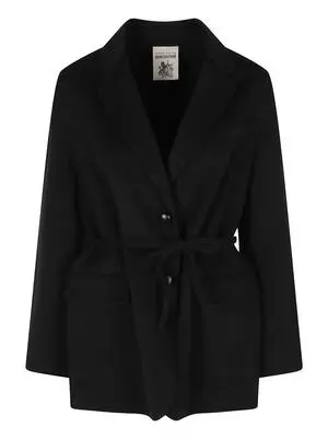 SEMICOUTURE Belted Wool Coat - Black