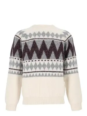 Peserico Jacquard Patterned Knit Sweater - White