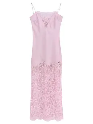 LoveShackFancy Lace Trim Slip Dress - Pink