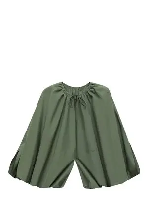 Kenzo Oversized Pleated Cotton Poplin Blouse - Deep Khaki