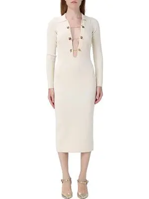 ELISABETTA FRANCHI Elisabetta Franchi Slim-Fit Midi Sheath Dress With V-Neck And Chain Detail