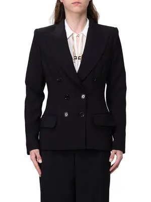 Elisabetta Franchi Double-breasted Crêpe Blazer With Padded Shoulders - Black