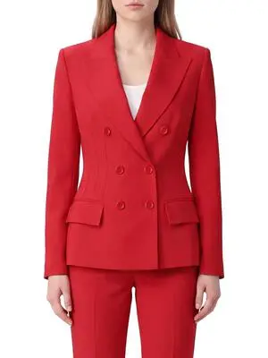 Elisabetta Franchi Double-breasted Crêpe Blazer With Padded Shoulders - Red