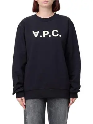 A.p.c. Organic Cotton Crewneck Sweatshirt With Contrast Logo - Black