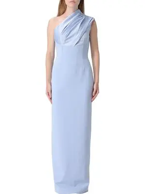 Solace London Asymmetrical Draped Gown - Blue