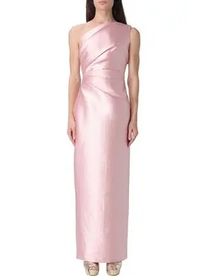 Solace London One-shoulder Satin Gown With Back Slit - Pink