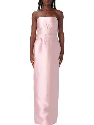 Solace London Off-the-shoulder Satin Gown With Slit - Pink