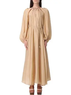 Zimmermann Mahon Long Silk Tunic With Balloon Sleeves And Embroidery - Champagne