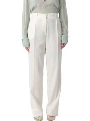Elisabetta Franchi High-waisted Straight-leg Trousers In Wool Gabardine - Ivory