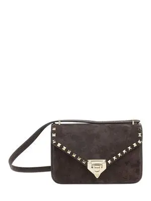 Valentino Garavani Rockstud Suede Mini Crossbody Bag With Studs Brown