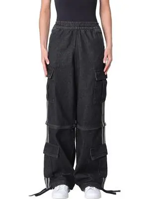ADIDAS ORIGINALS Wide-leg Cotton Denim Cargo Trousers - Black